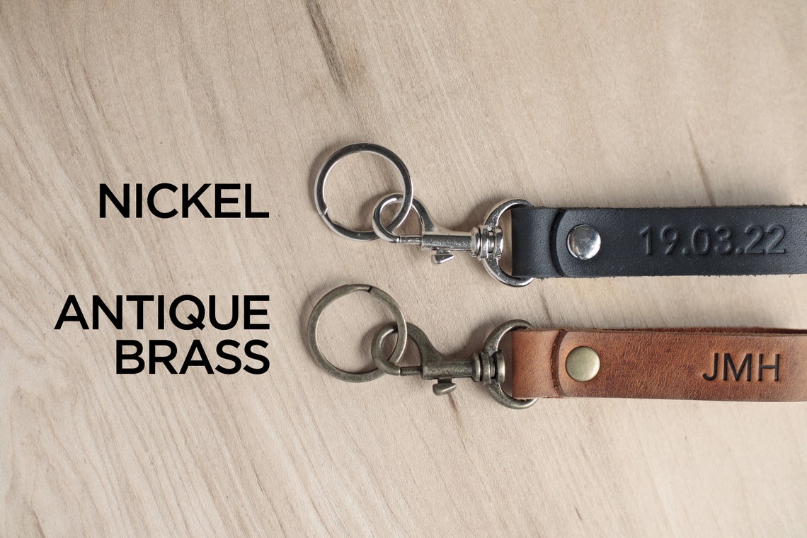 Personalized Leather Keychain With Snap Clip, Fob, Gift, Anniversary ...