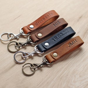 Personalized Leather Keychain With Snap Clip, Fob, Gift, Anniversary ...