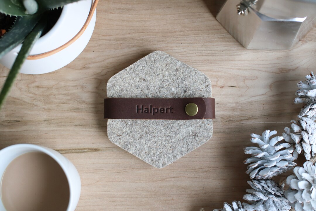 Wool Felt Coasters | Personalized Drink Coaster Set for Gifts ...