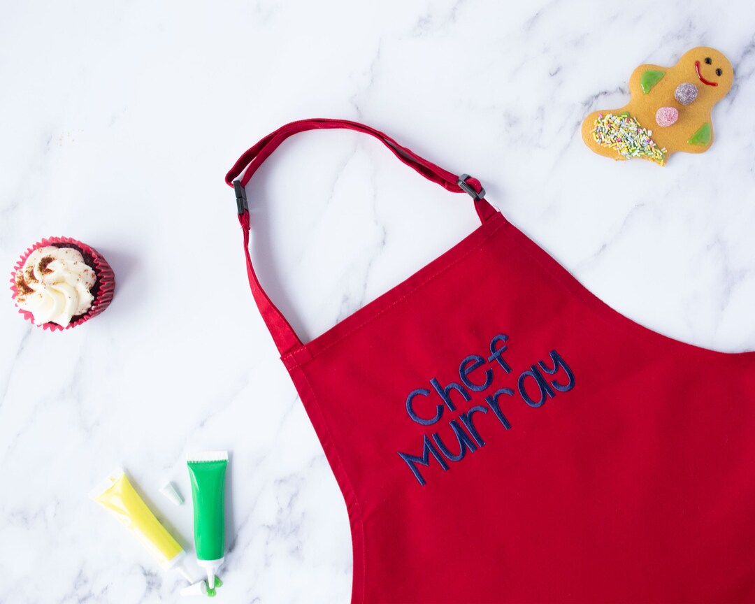 Personalised Embroidered Red Kids Apron - Etsy