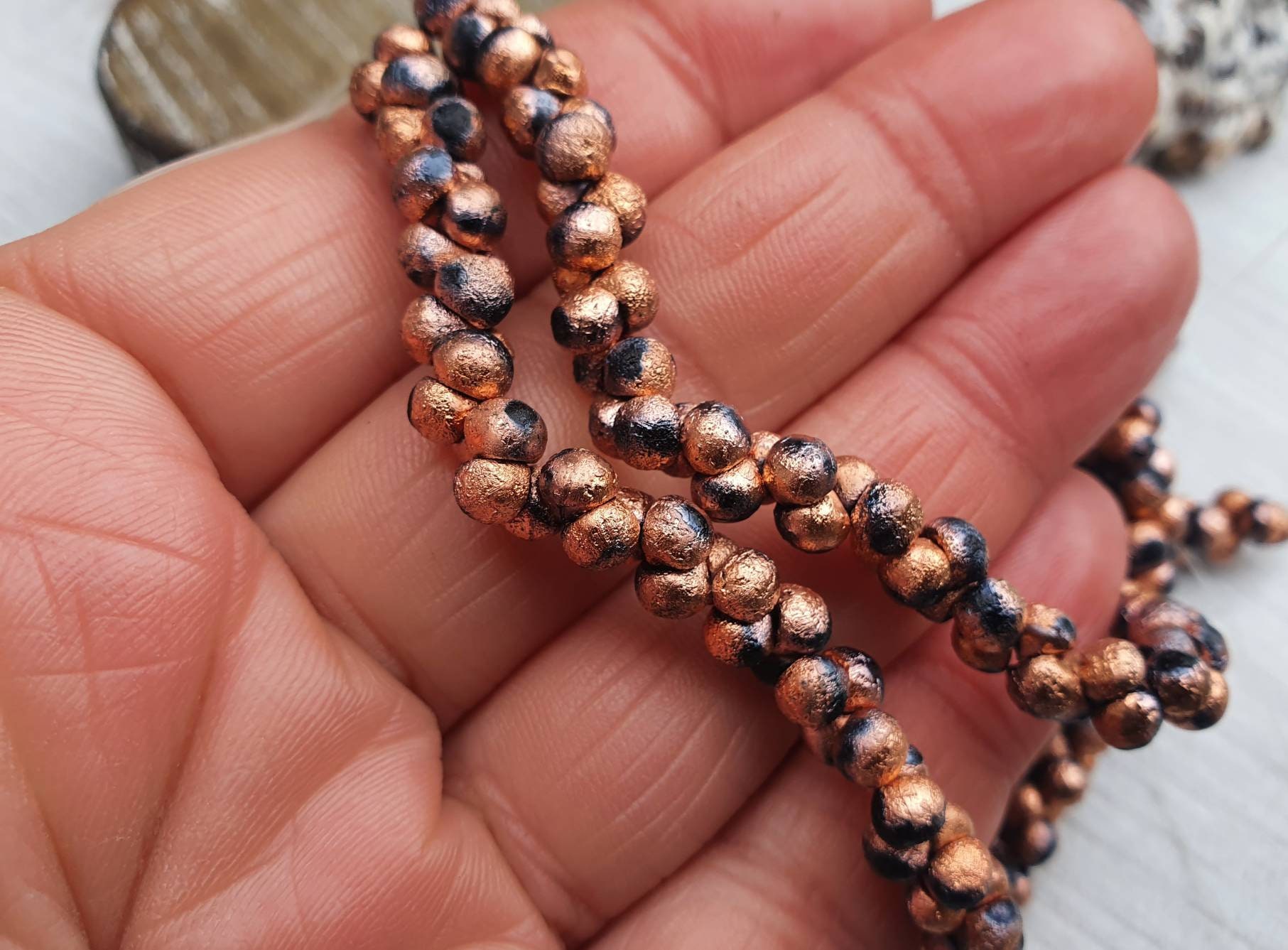 4mm Copper Ore Etched Mushroom Button Beads Full Strand of - Etsy UK