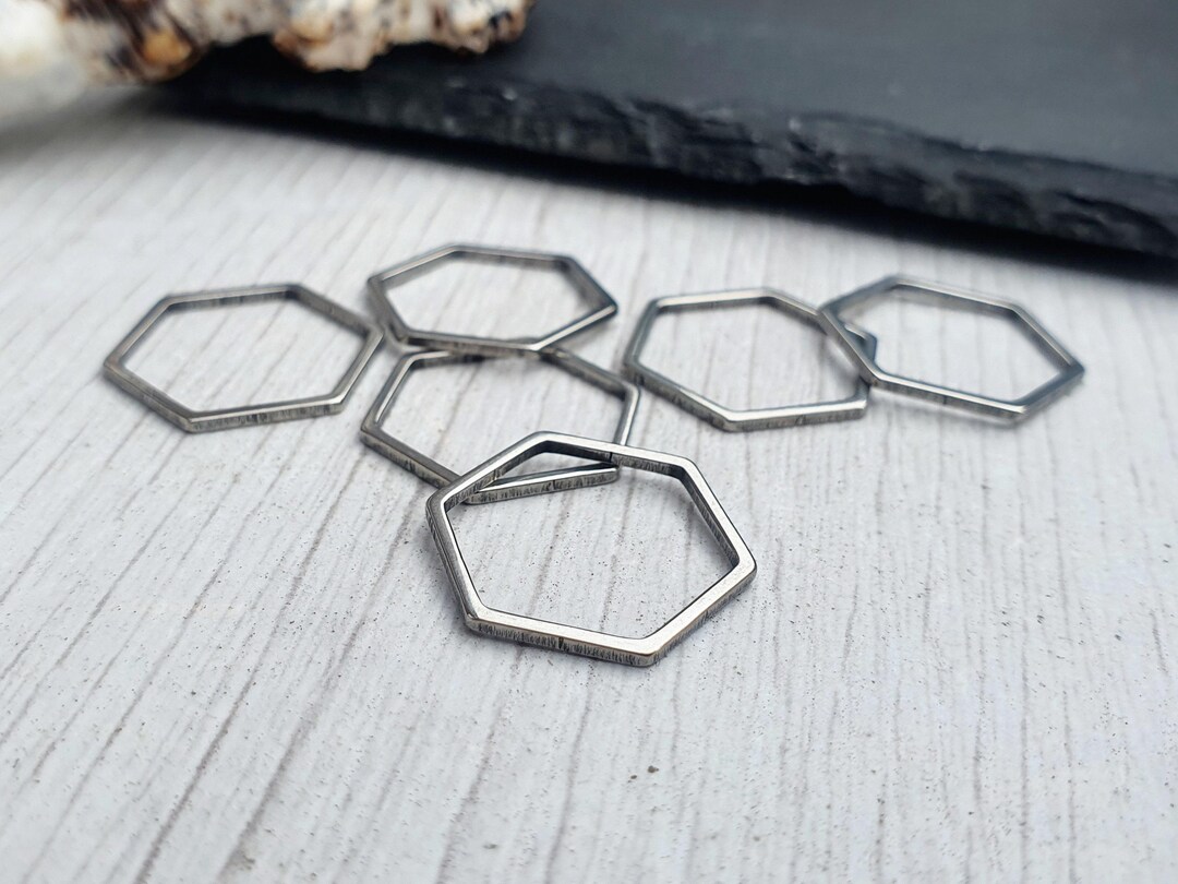 16 X 18mm Stainless Steel Hexagon Frame | Geometric Connectors | 6 Pcs ...