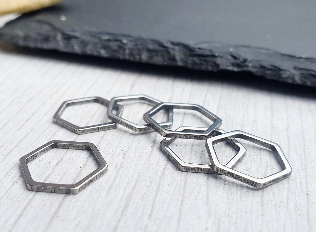 12 X 14mm Stainless Steel Hexagon Frame | Geometric Connectors | 6 Pcs ...