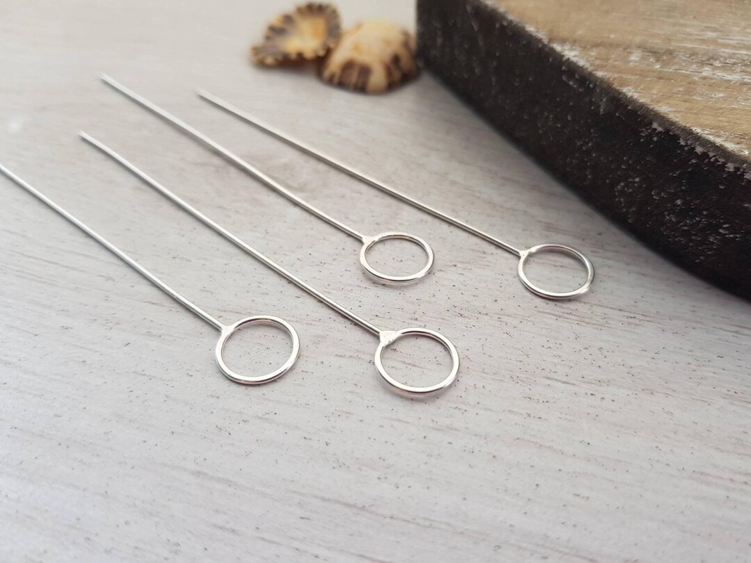 4 Pcs Sterling Large Circle Fancy Eye Pins | Head Pins | Silver ...