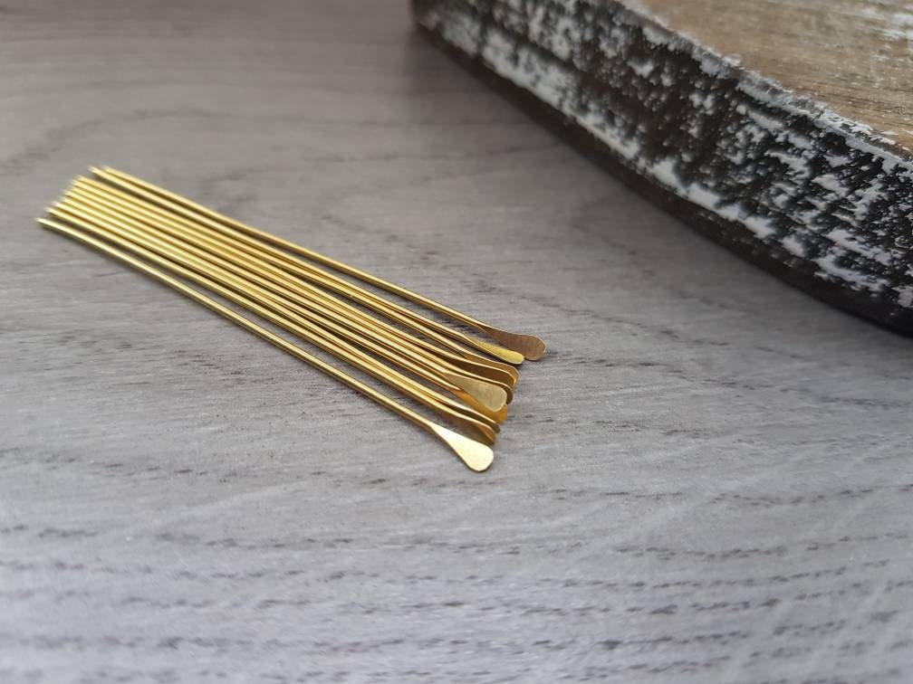20g (0.8mm) Brass Paddle Pins | 10 Pcs | Choice of Length | Jewellery ...