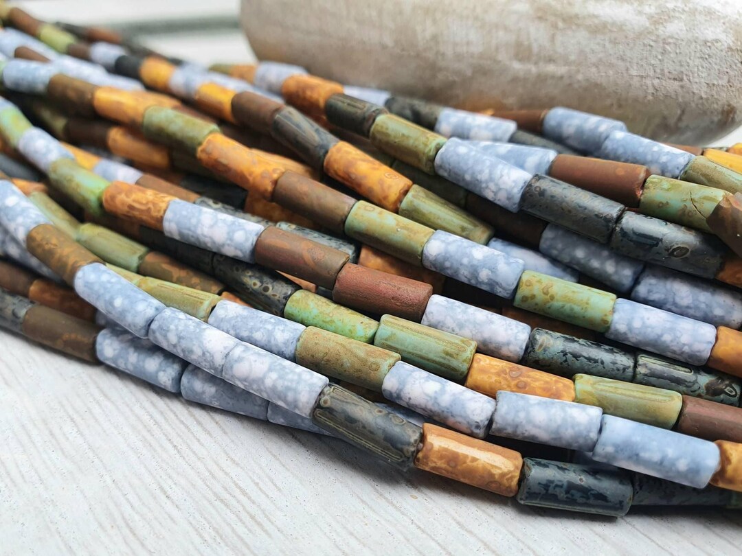 9 X 4mm Matt Mosaic Multi Picasso Bugle Beads | Full Strand of 50 - Etsy