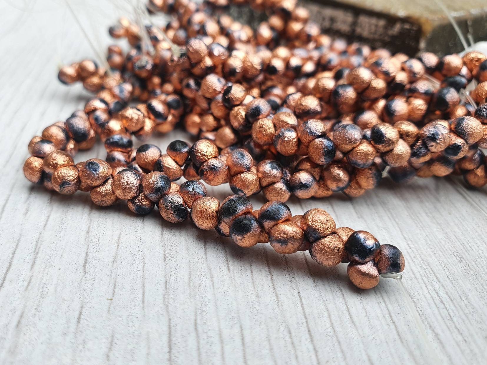 4mm Copper Ore Etched Mushroom Button Beads Full Strand of - Etsy UK