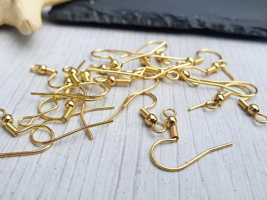 20 X 19mm Gold Plated Stainless Steel Fish Hook Ear Wires 20 - Etsy