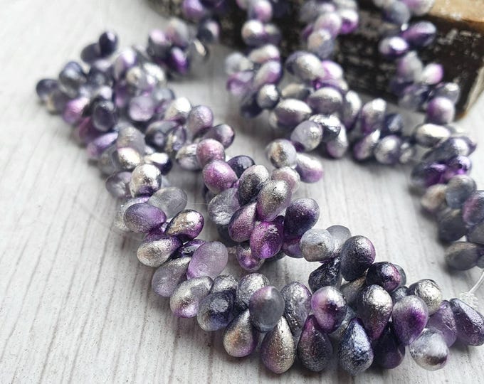 3.5 X 6mm Etched Shadows Side Drilled Czech Glass Drop Beads | 50 Pcs ...