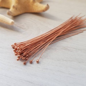 24g (0.5mm) Solid Copper Ball Head Pins | Raw Copper Jewellery Findings ...