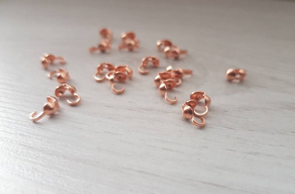 20pcs Genuine Copper Clamshell Bead Tips 3.4mm Bead Tips | Etsy