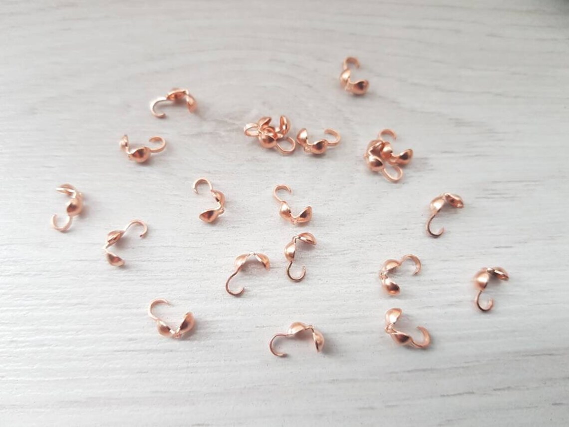 20pcs Genuine Copper Clamshell Bead Tips 3.4mm Bead Tips | Etsy
