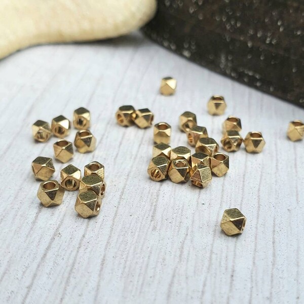 Faceted Brass Beads - Etsy