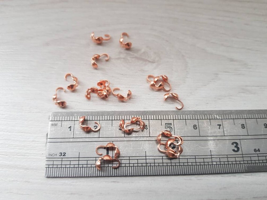 20pcs Genuine Copper Clamshell Bead Tips 3.4mm Bead Tips | Etsy