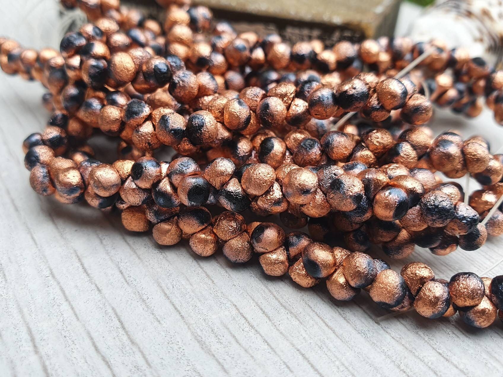 4mm Copper Ore Etched Mushroom Button Beads Full Strand of - Etsy UK