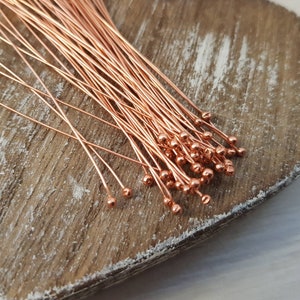 24g (0.5mm) Solid Copper Ball Head Pins | Raw Copper Jewellery Findings ...