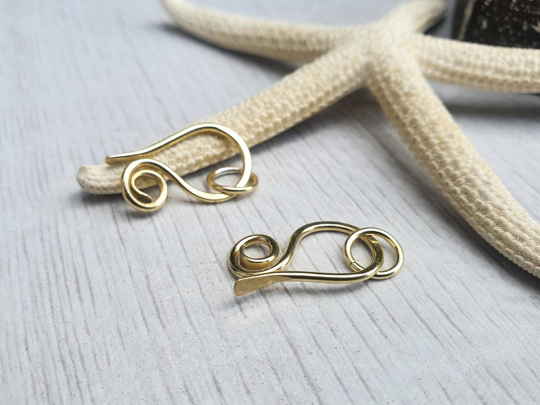 Brass Hook and Eye Clasp Handmade Findings 16 Gauge - Etsy UK