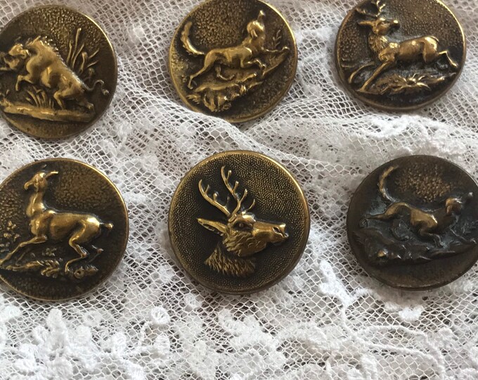 Antique French Brass Hunting Buttons RL&F Paris - Etsy