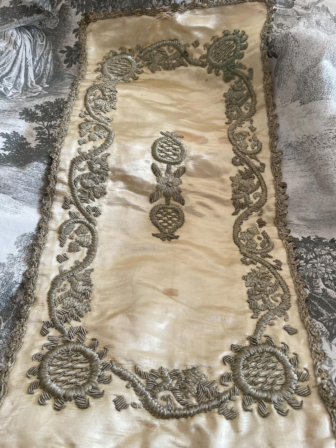 Antique Silver Wire Embroidery- Rare 19th Century - Fine English ...