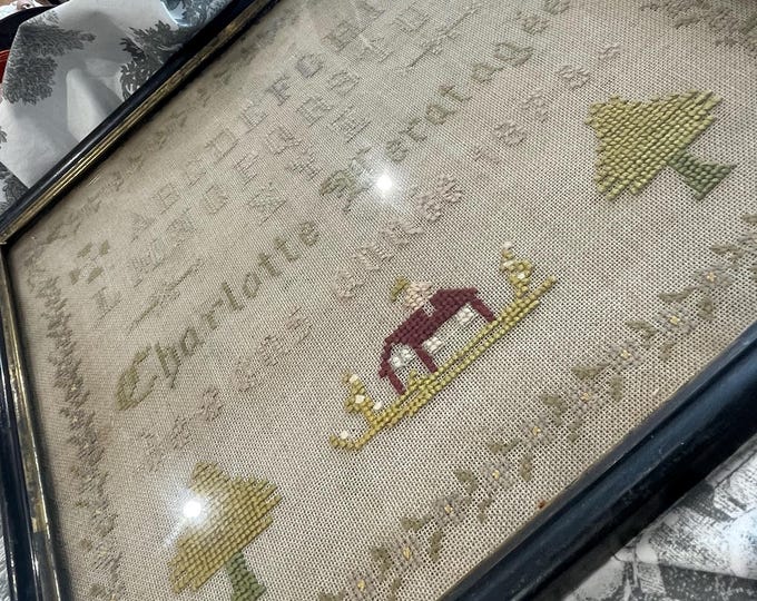 Antique Victorian Era French Cross Stitch Sampler - 1878 - Etsy
