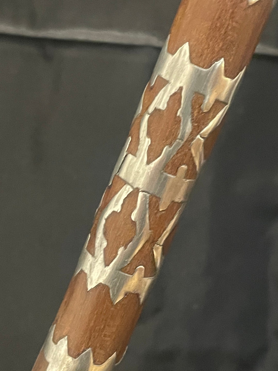 Antique 18th Century Walking Cane 1794 Silver Inlay Folk - Etsy