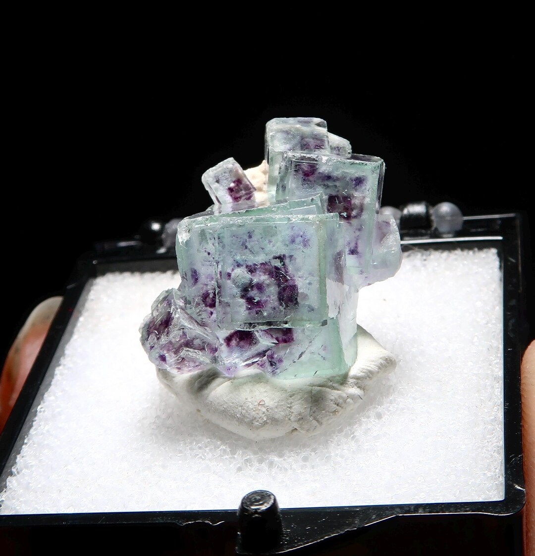 Blue Fluorite Cubic Formation With Purple Phantom / Thumbnail Specimen ...