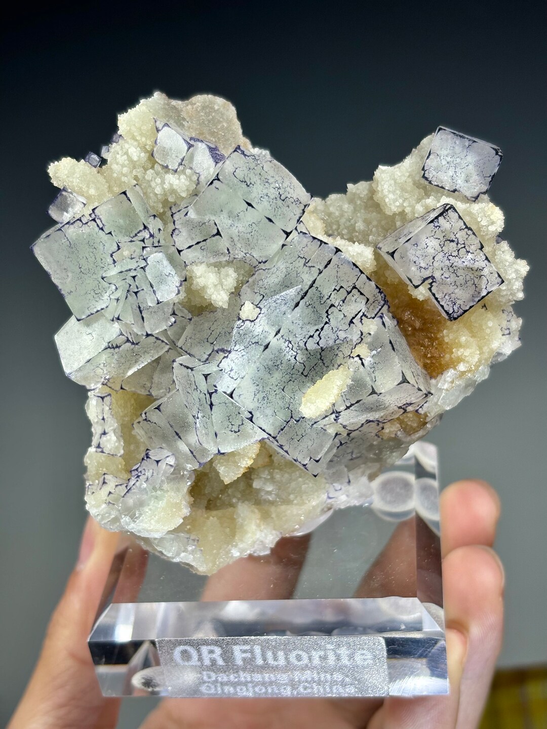 3" QR Code Fluorite / Natural Raw Mineral Specimen From Dachang Mine ...