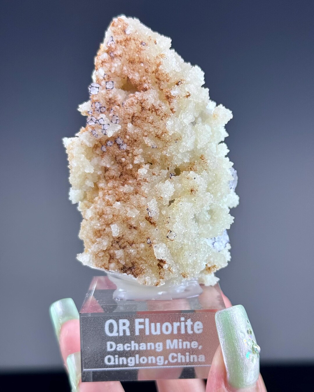 QR Code Fluorite With Calcite Rose From Dachang Mine, Qinglong, Guizhou, China / Raw Mineral ...