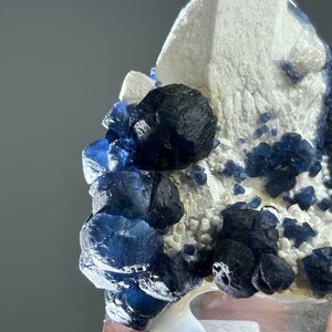 Blueberry Fluorite on Candle Quartz From Huanggangliang Mine, Inner ...