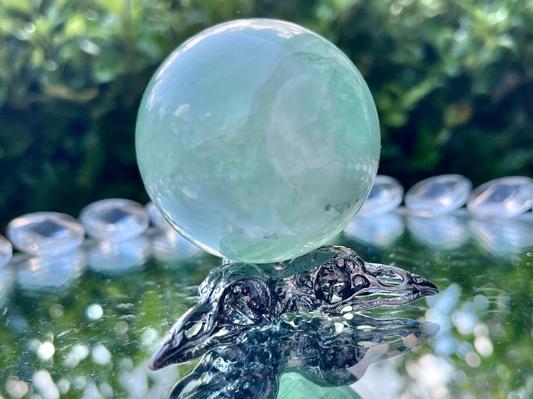 1PC Metal Skull Sphere Stand / Crystal Stand / Three Crow Skulls ...