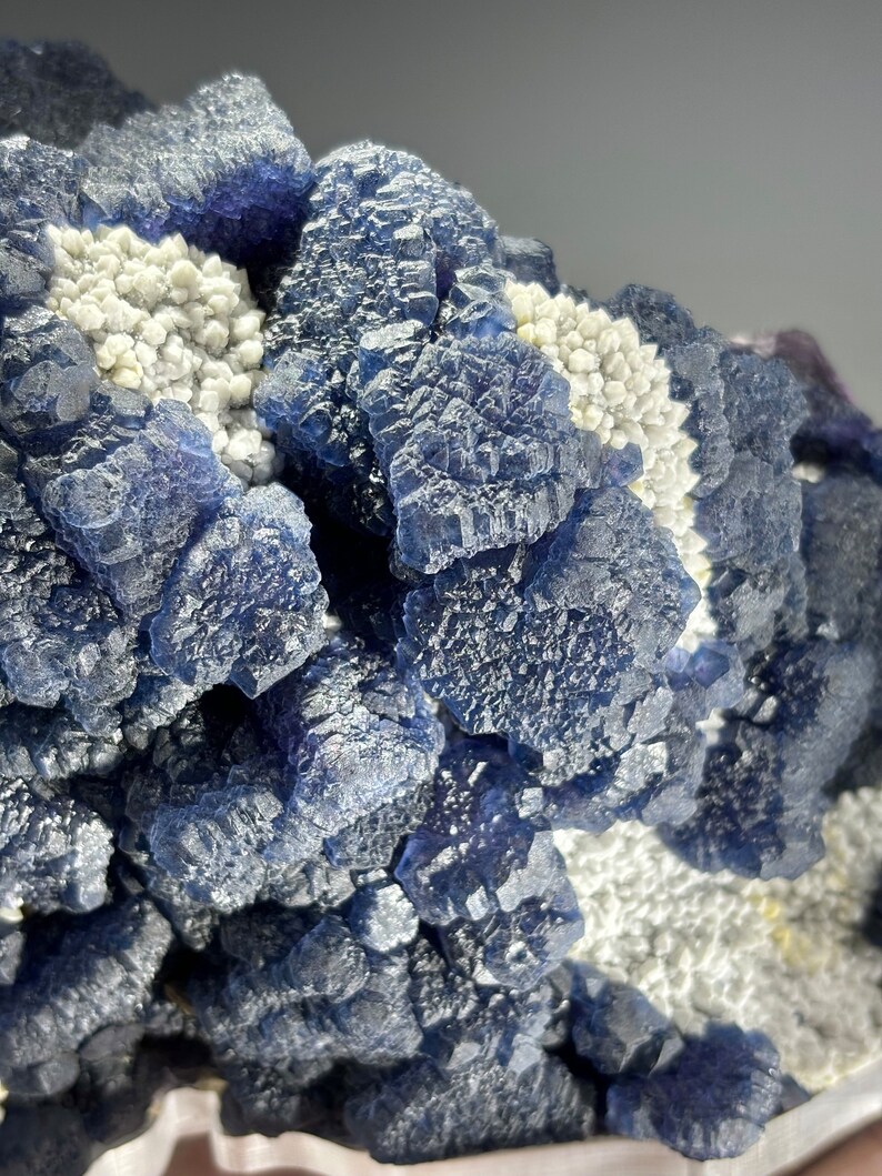 Blueberry Fluorite on Candle Quartz From Huanggangliang Mine, Inner ...