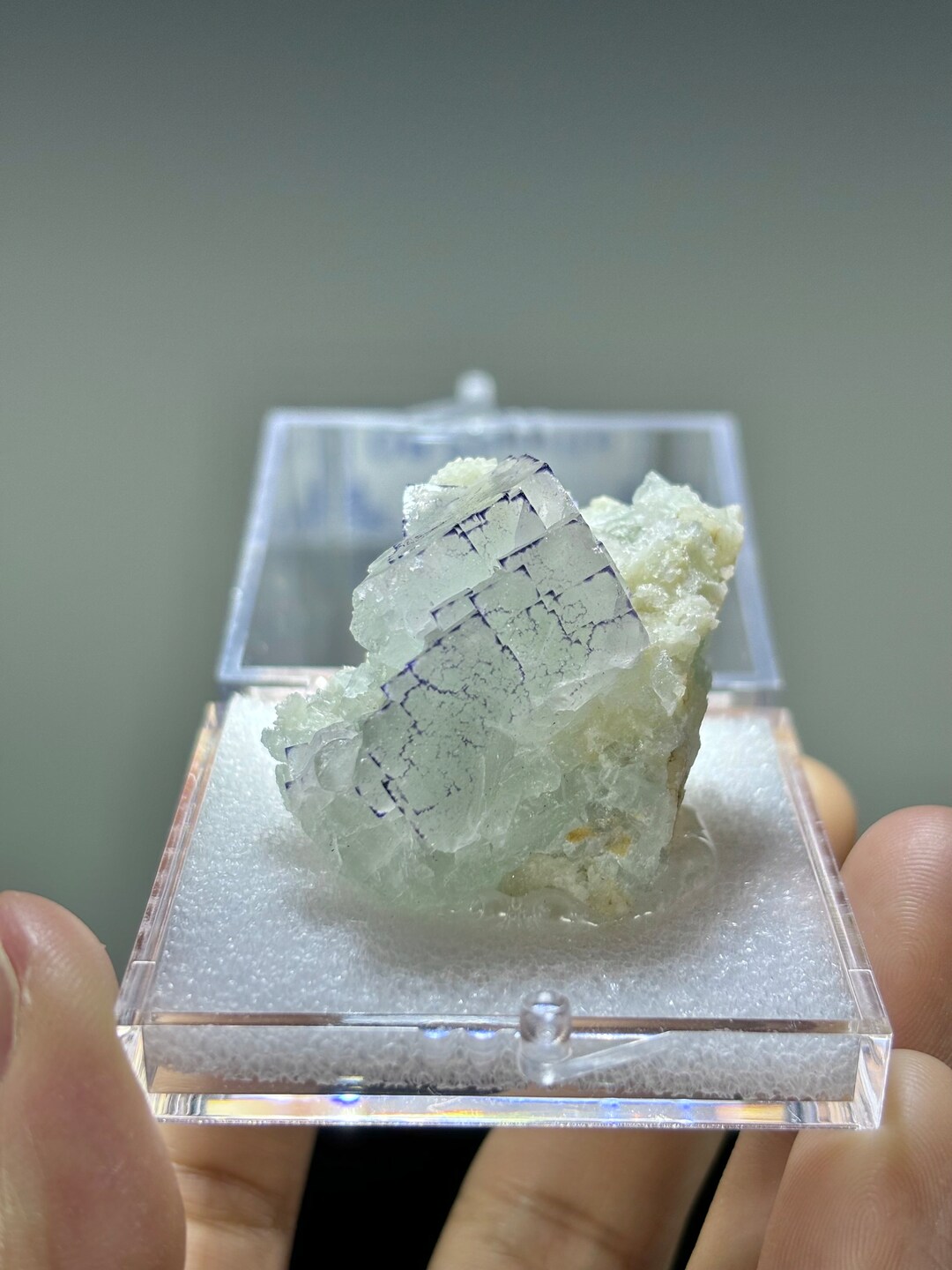 QR Code Fluorite in Perky Box / Natural Thumbnail Specimen With QR Code ...