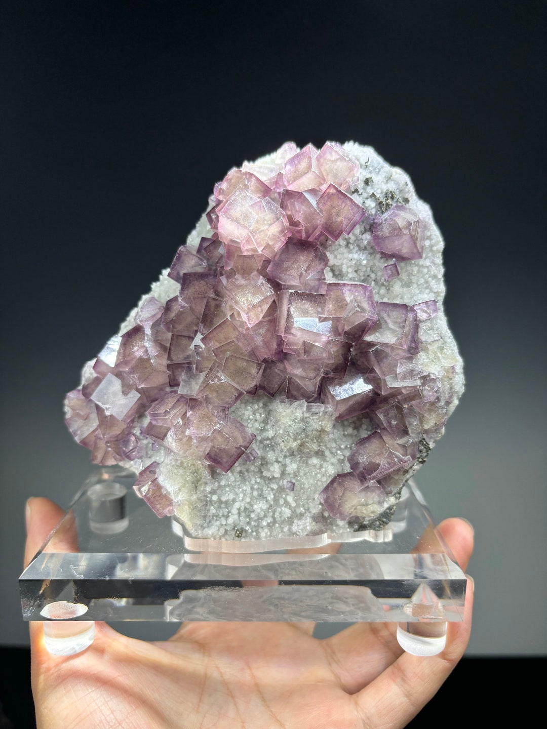 5" YGX Fluorite / Purple Fluorite Cubic Formation With Phantom ...