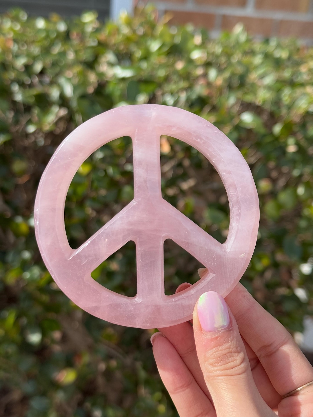 Rose Quartz Peace Sign Mercedes Benz Carving / Crystal Carving / Rose ...