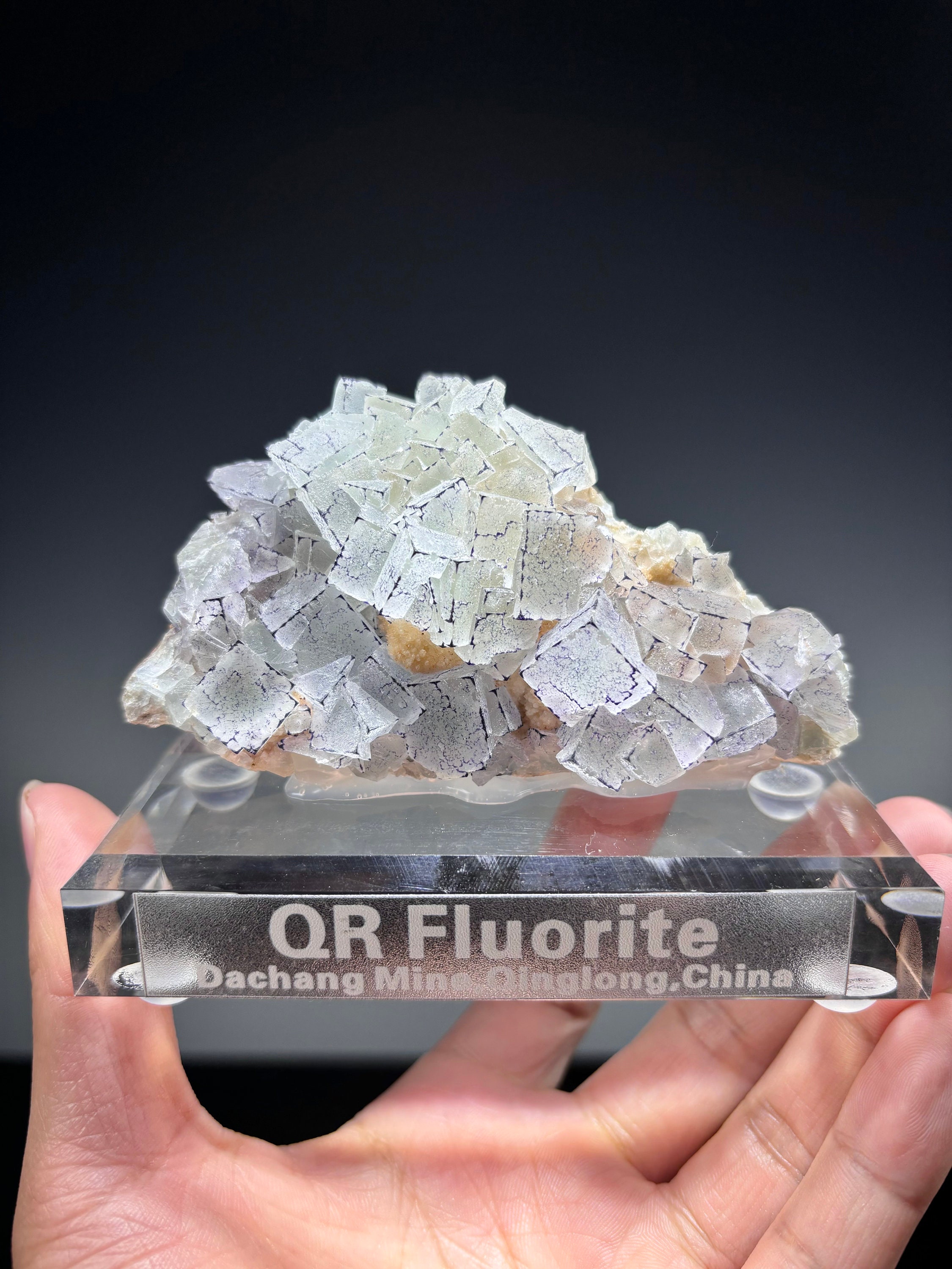 Purple Green Bicolor Fluorite Raw Mineral Specimen With QR Code ...