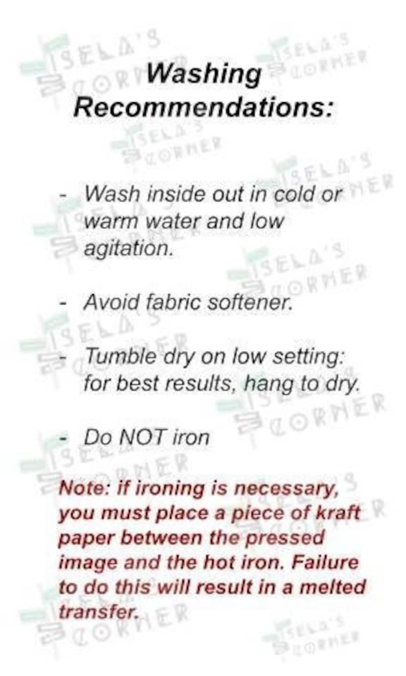 Heat Transfer Washing Instructions -- White Toner Heat Transfer Washing ...