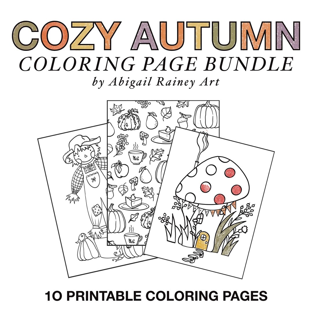 Cozy Autumn Coloring Pages - Etsy