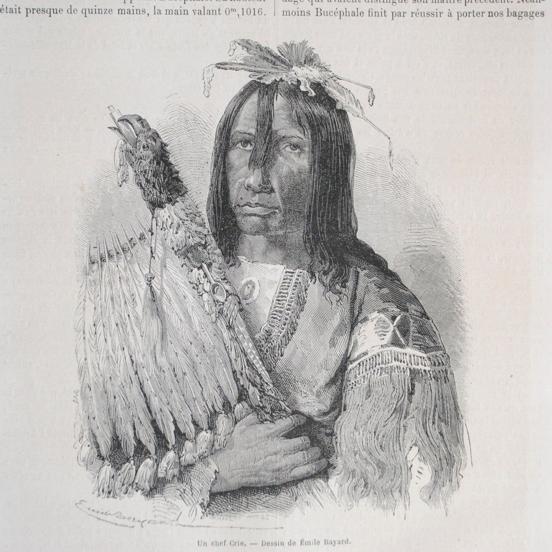 Rare-cree Indian Chief- Cree Indian Native- Original Engraving From an ...