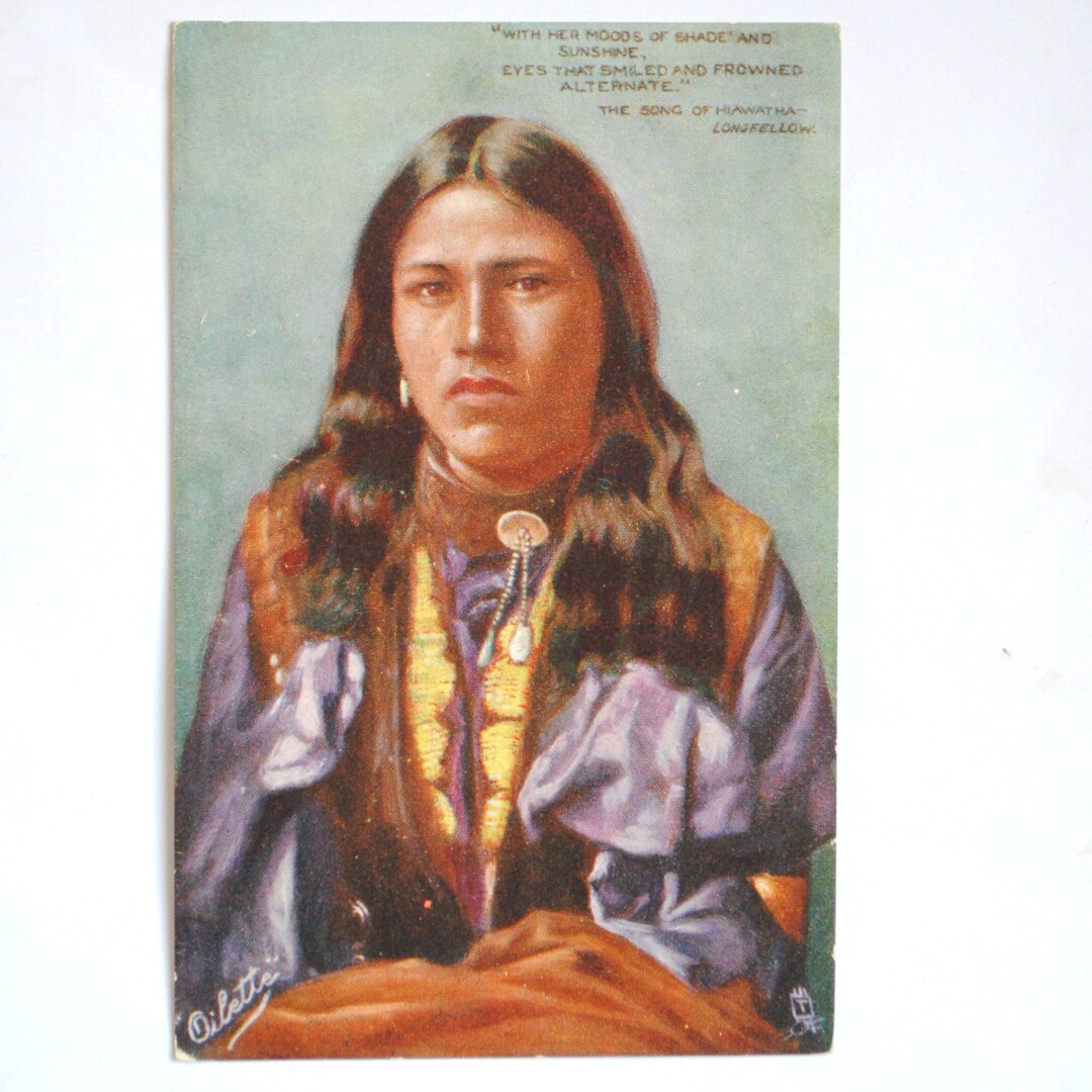 Rare / Native North American Indian Portrait / Ancient Postcard Usa ...