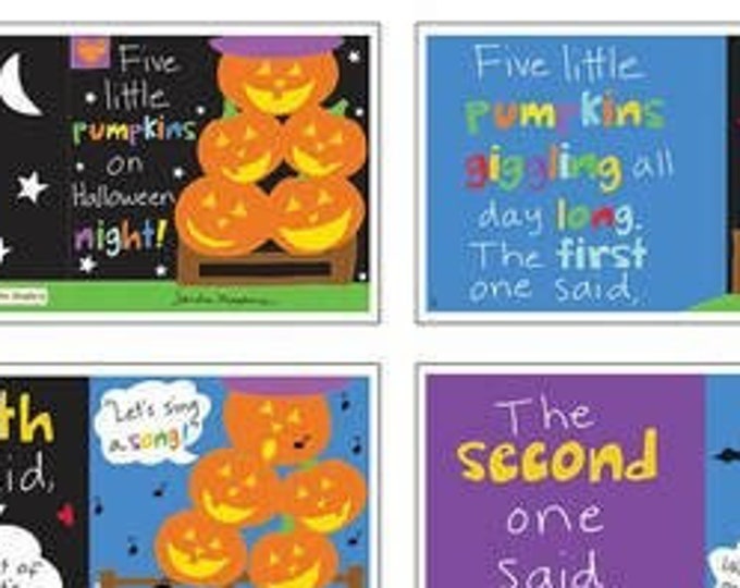 Five Little Pumpkins Halloween Night, Fabric Book Panel, Huggable ...