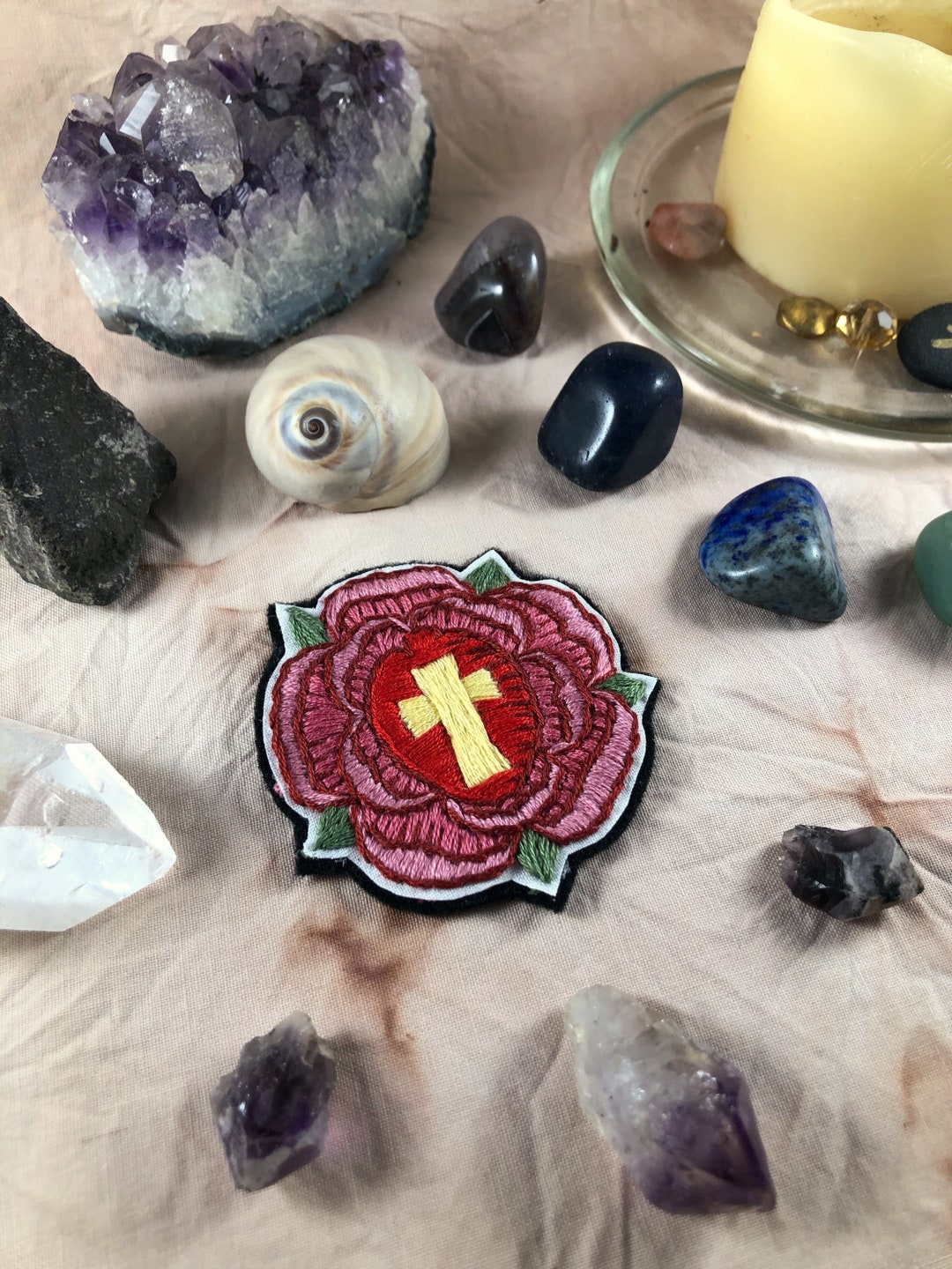 Rosicrucian Rosy Cross Embroidered Talisman - Patch - Altar Tile - Etsy