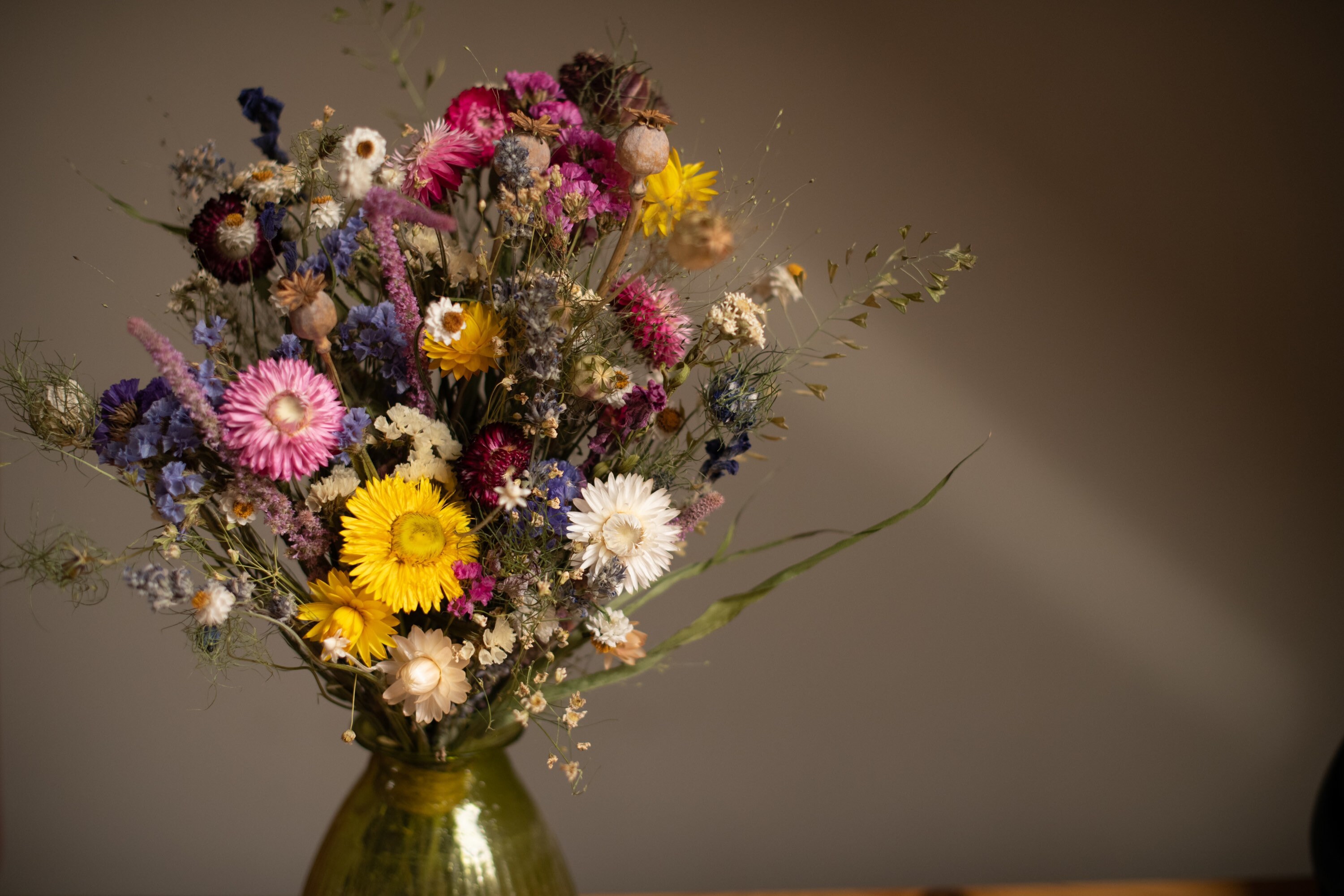 Rainbow Bright Dried Flower Bouquet. Natural British Grown Flowers ...