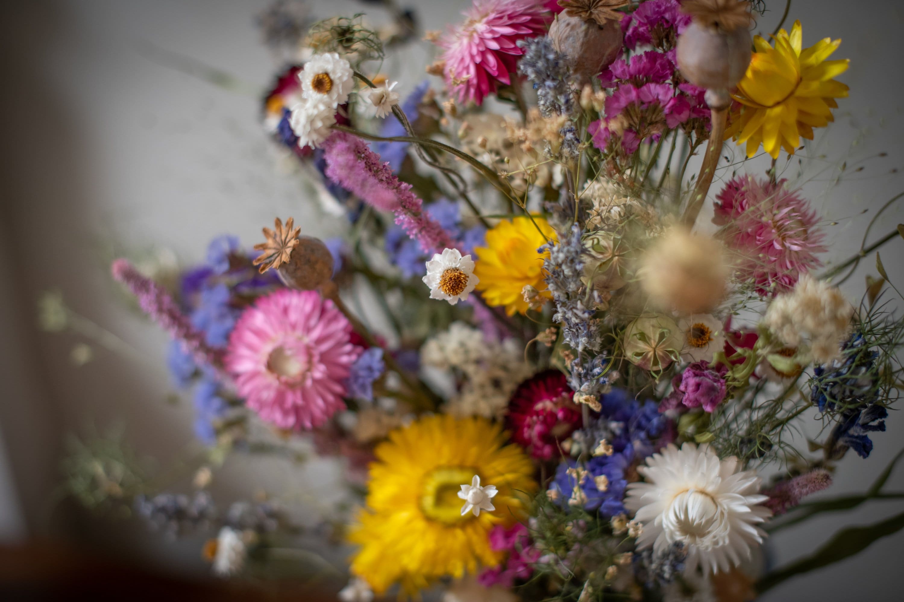 Rainbow Bright Dried Flower Bouquet. Natural British Grown Flowers ...