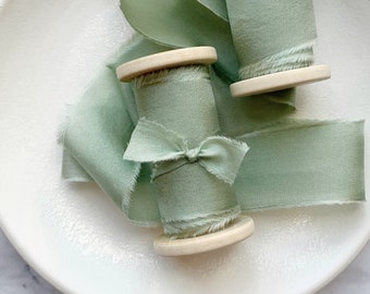 Green Silk Ribbon | Etsy