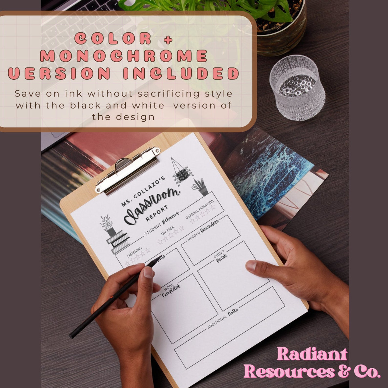 Substitute Teacher Daily Classroom Report Sheet Cute Boho Aesthetic ...