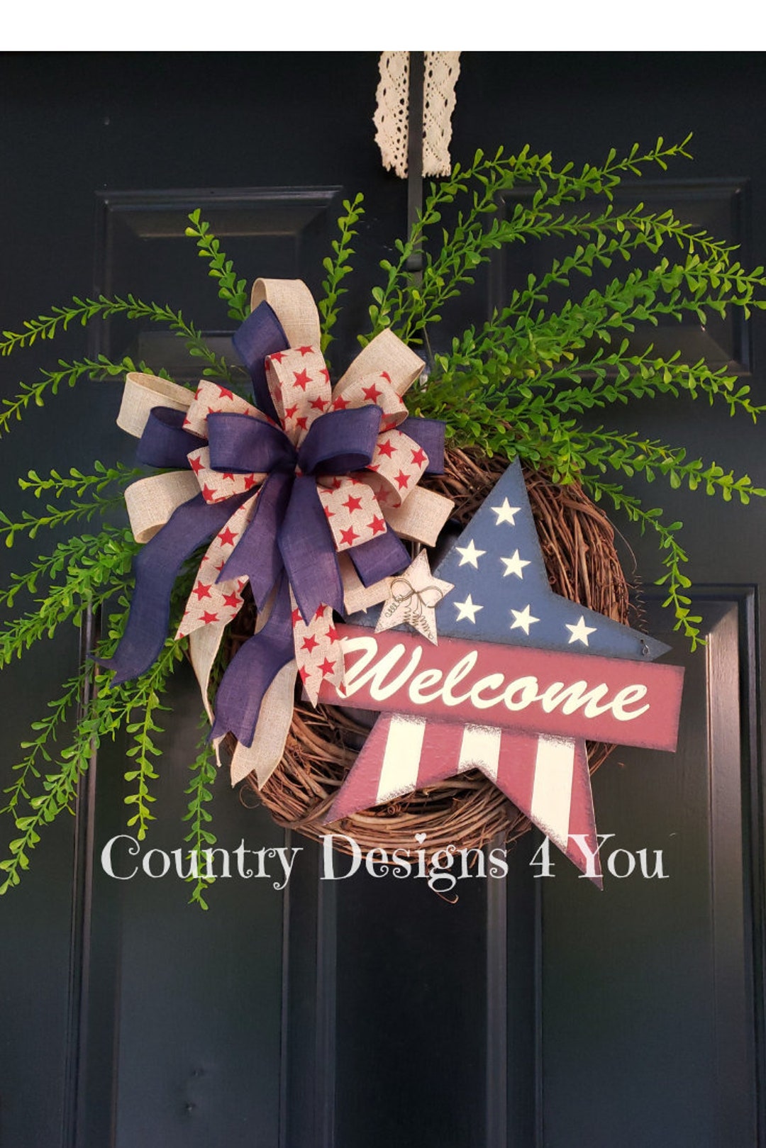 Patriotic Wreath, Memorial Day Wreath, 4th of July Wreath, Patriotic ...