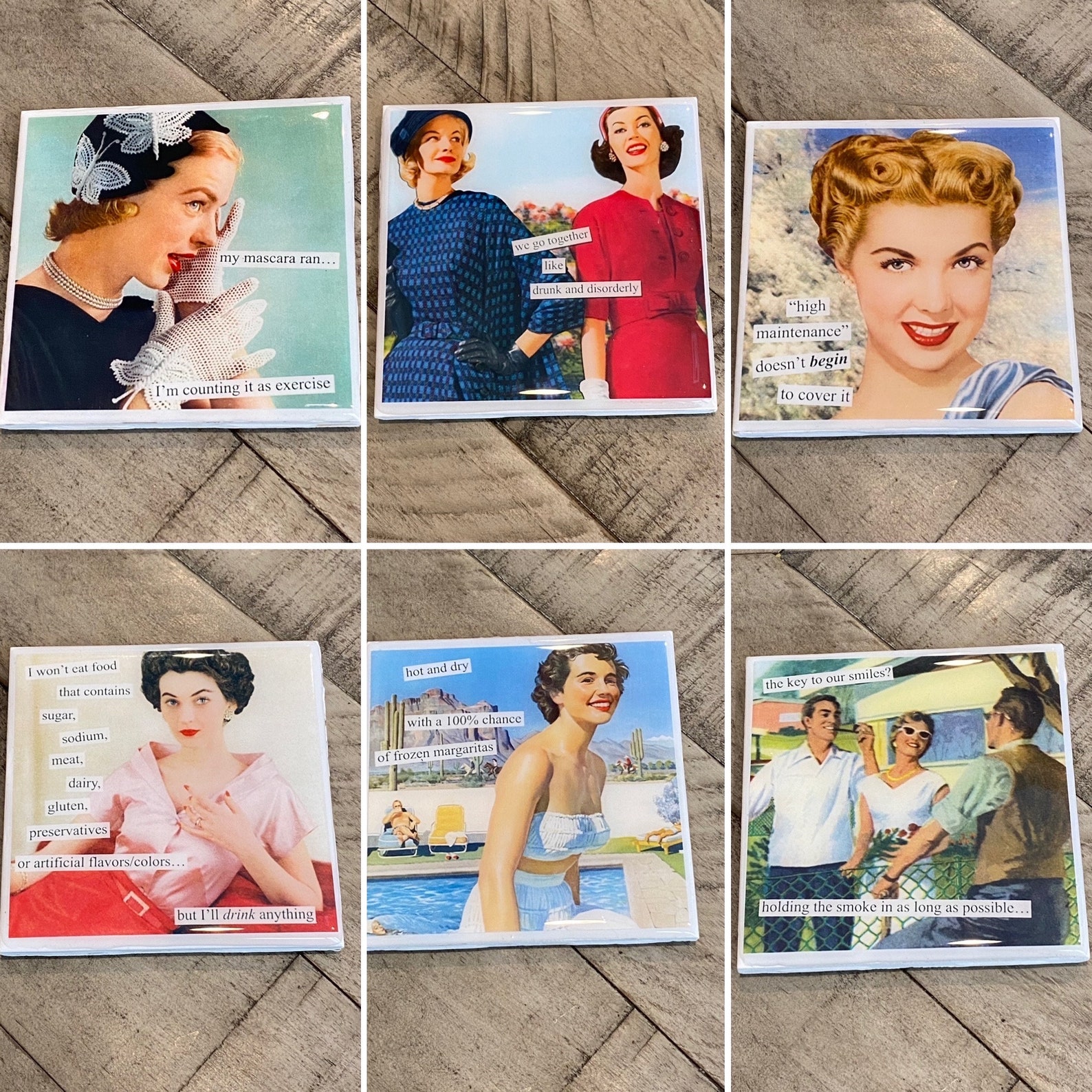 Anne Taintor Coasters, Funny Sarcastic Retro Coasters - Etsy