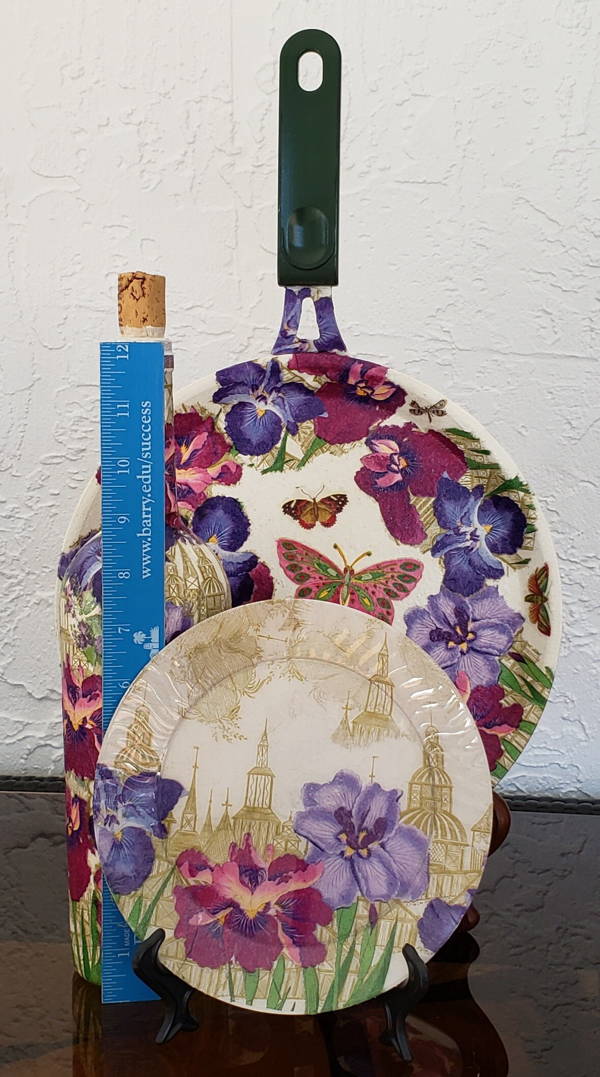 Kitchen Décor ORCHIDS Decoupage: Bottle, Pan, Plastic Plate - Purple ...