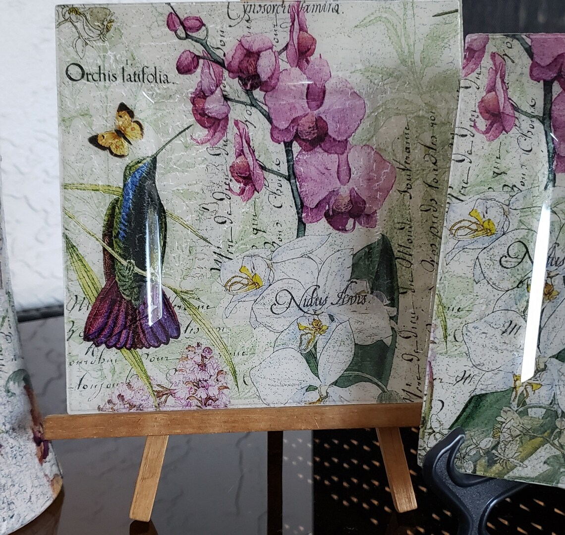 Purple Orchids Set of 4 Items Decoupage Vase Canister - Etsy