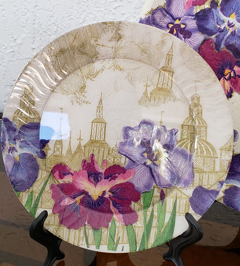 Kitchen Décor ORCHIDS Decoupage: Bottle, Pan, Plastic Plate - Purple ...
